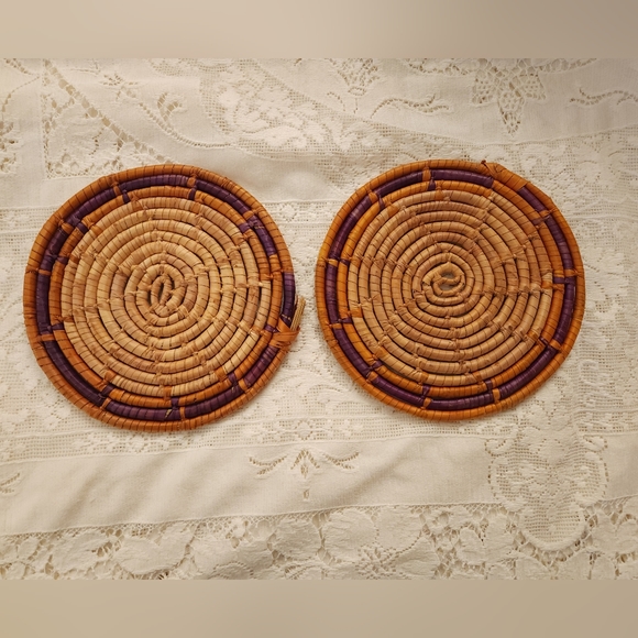 Vintage | Kitchen | Vintage Raffia Woven Trivets Set Of 2 | Poshmark